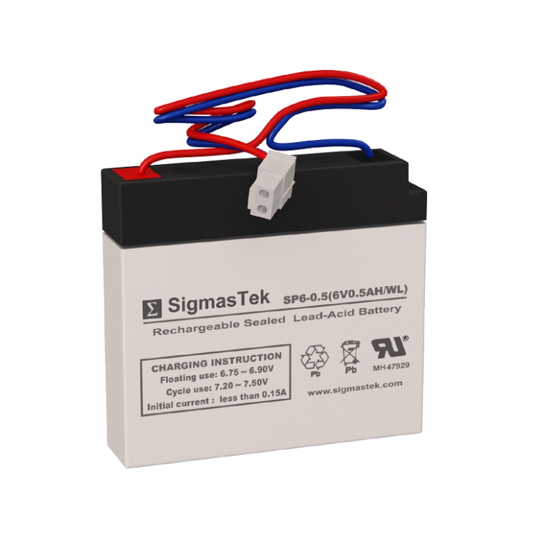 SP6 0.5 SigmasTek Battery 6 Volt 0.5 Ah with WL Terminals